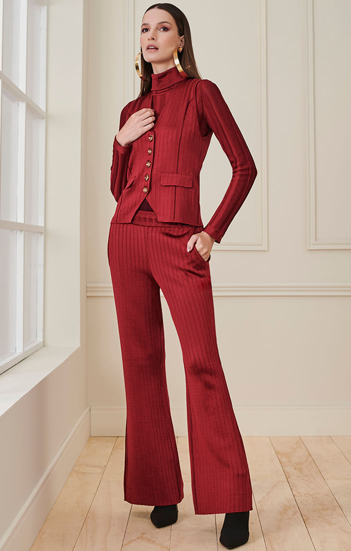 Colete Tricot Risca Pontinhos - Doce de Coco