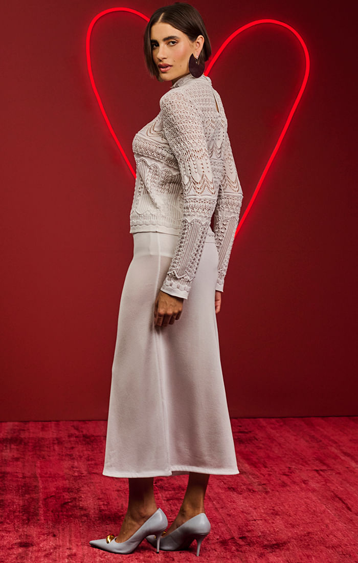 Bata Tricot Rendada - Doce de Coco